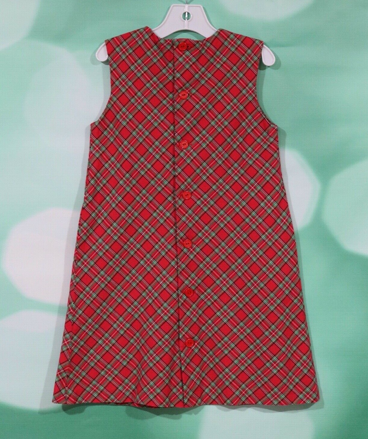 EUC Rags Land Vintage Girls Red & Green Plaid A-Line Jumper Dress Size ...