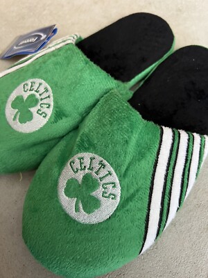 Boston Celtics Plush Two Tone NBA Team Logo Slippers Size M Mens Size 9 ...