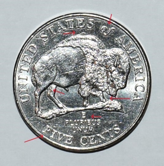 2005 D Rare Jefferson Buffalo Nickel Error Wounded Spear DD Lettering ...