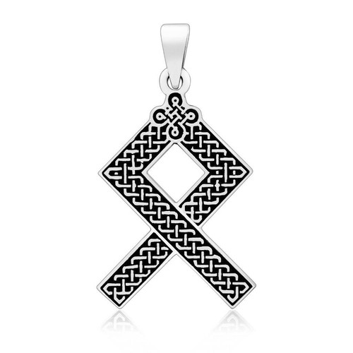 925 Sterling Silver Viking Othala Odal Rune Futhark Pagan Knotwork ...