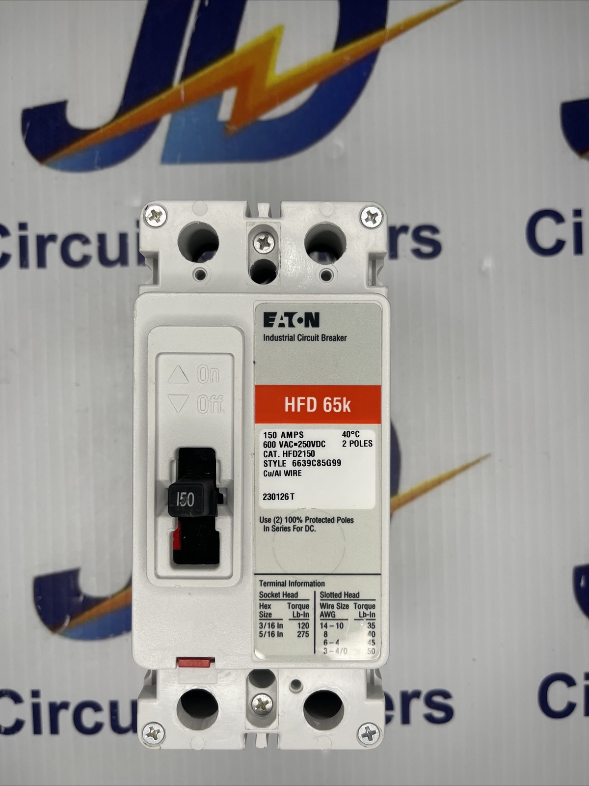 Eaton HFD2150 HFD 65K Molded Case Circuit Breaker 2P 150A Style ...