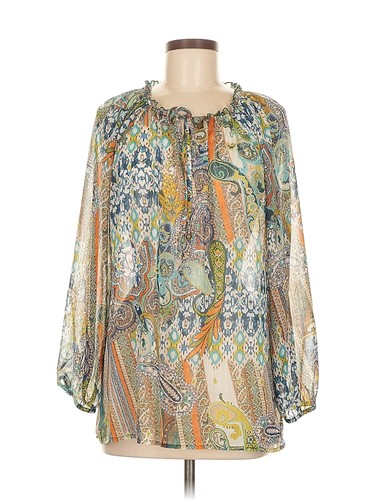 Susan Graver Women Gold 3/4 Sleeve Blouse M | eBay