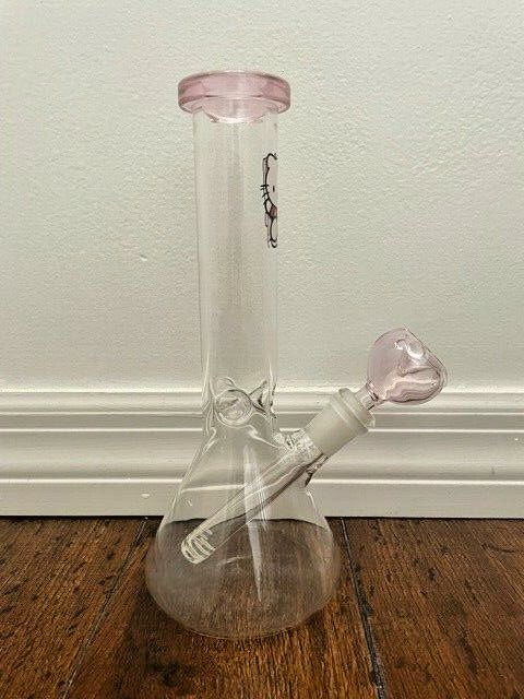 10" Clear Glass Hookah Water Pipe Sanrio Hello Kitty Beaker Bottom Pink ...
