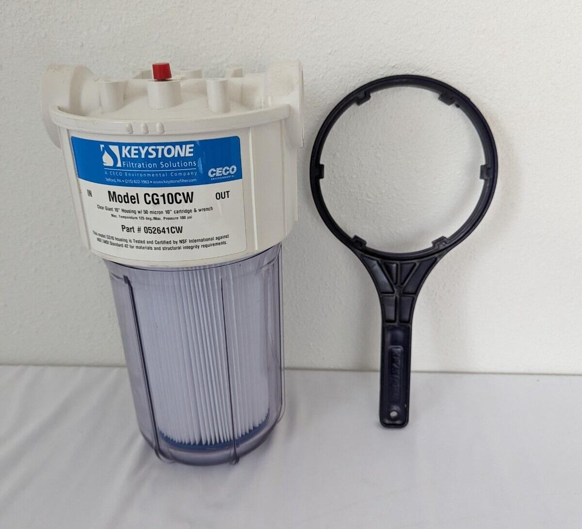 KEYSTONE Filter CG10CW 052641CW Clear Giant 10” Cartridge & Wrench New ...