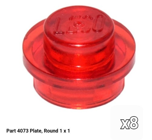 LEGO Part 4073 Round Plate 1x1 Trans Red Circular Plate x8 6208450 ...