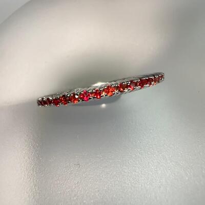14K Size 7.5 White Gold Orange Ruby Eternity Ring | eBay