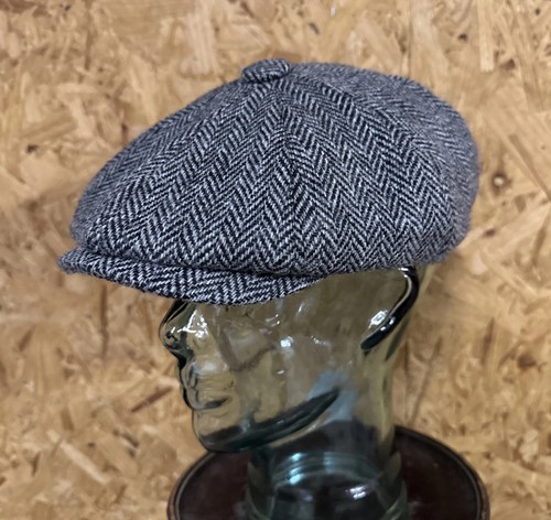 Glen Appin Harris Tweed Baker Boy Newsboy Flat Cap Grey Herringbone Men ...