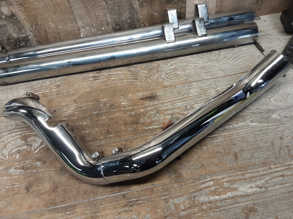 🔥HARLEY TOURING FULL EXHAUST WITH HEAT SHIELDS V-TWIN STRAIGHT SHOT ...