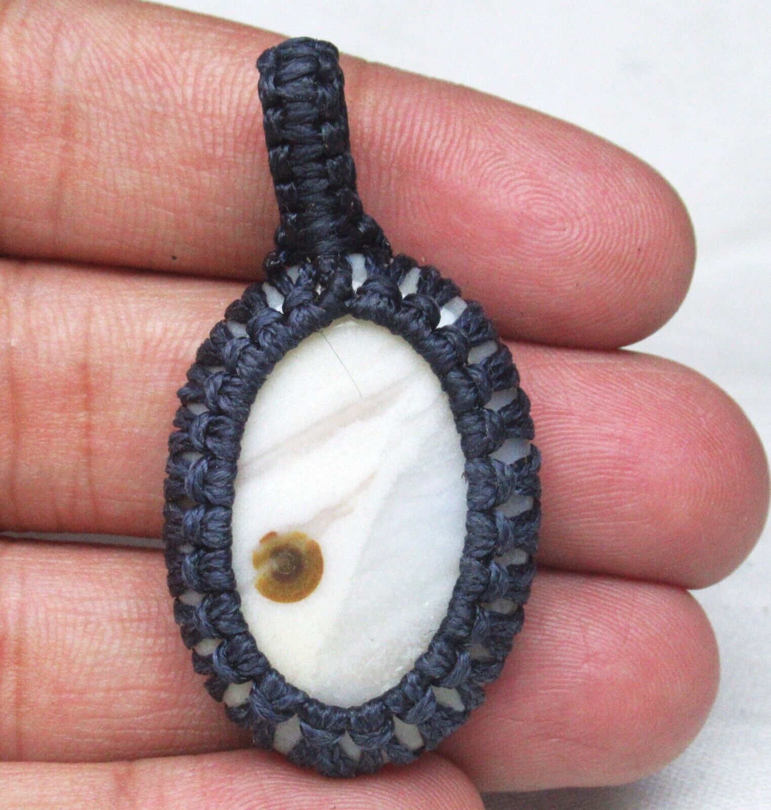 Natural Polka Dot 46.80 Cts Cotton Waxed Cord Macrame Pendant J 4223 | eBay