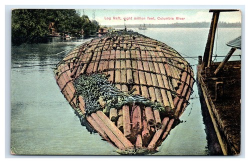 Columbia River, OR Postcard- LOG RAFT EIGHT MILLION FEET | eBay