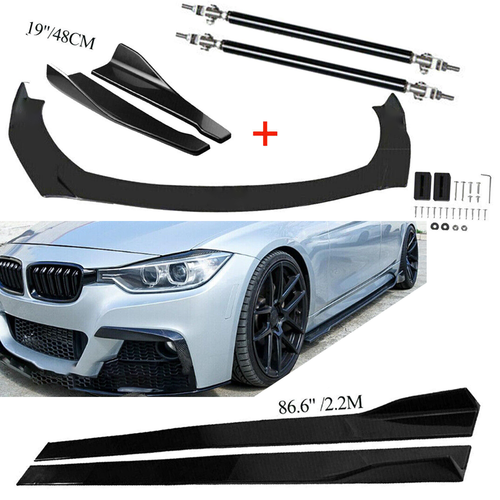 Front Splitter Bumper Lip Spoiler Body+Strut Rods For F30 E92 E90 E36 ...