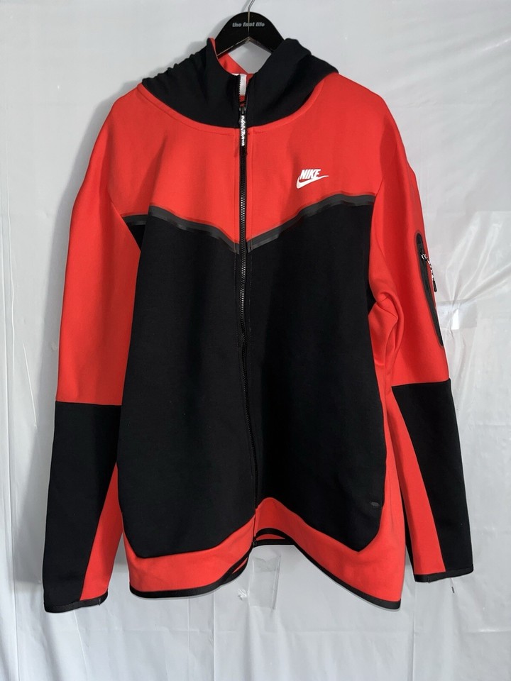 RARE Nike Tech Fleece Jacket NWT 2 XL DV0537 696 Red Black Hoodie Full ...