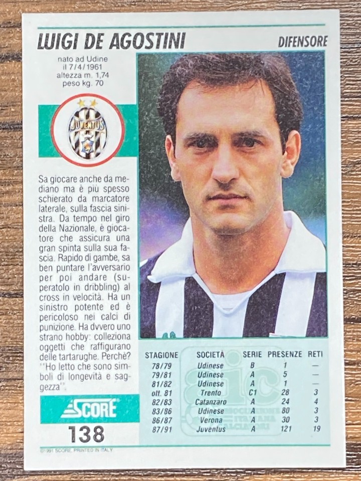 Score 92 Card Calcio Serie A Luigi De Agostini Juventus | eBay
