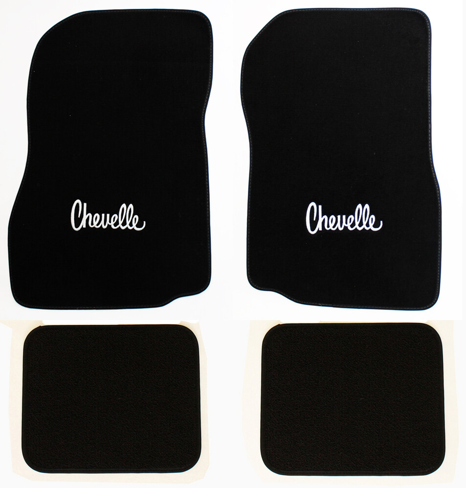 NEW! 1968 - 1972 CHEVELLE Floor Mats Black Carpet Embroidered Silver ...