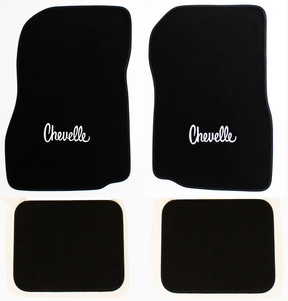 NEW! 1968 - 1972 CHEVELLE Floor Mats Black Carpet Embroidered Silver ...