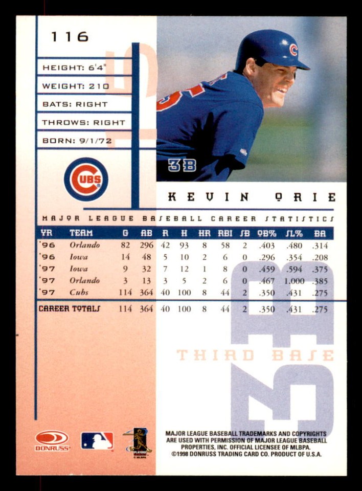 1998 Leaf Rookies & Stars #116 Kevin Orie Chicago Cubs | eBay