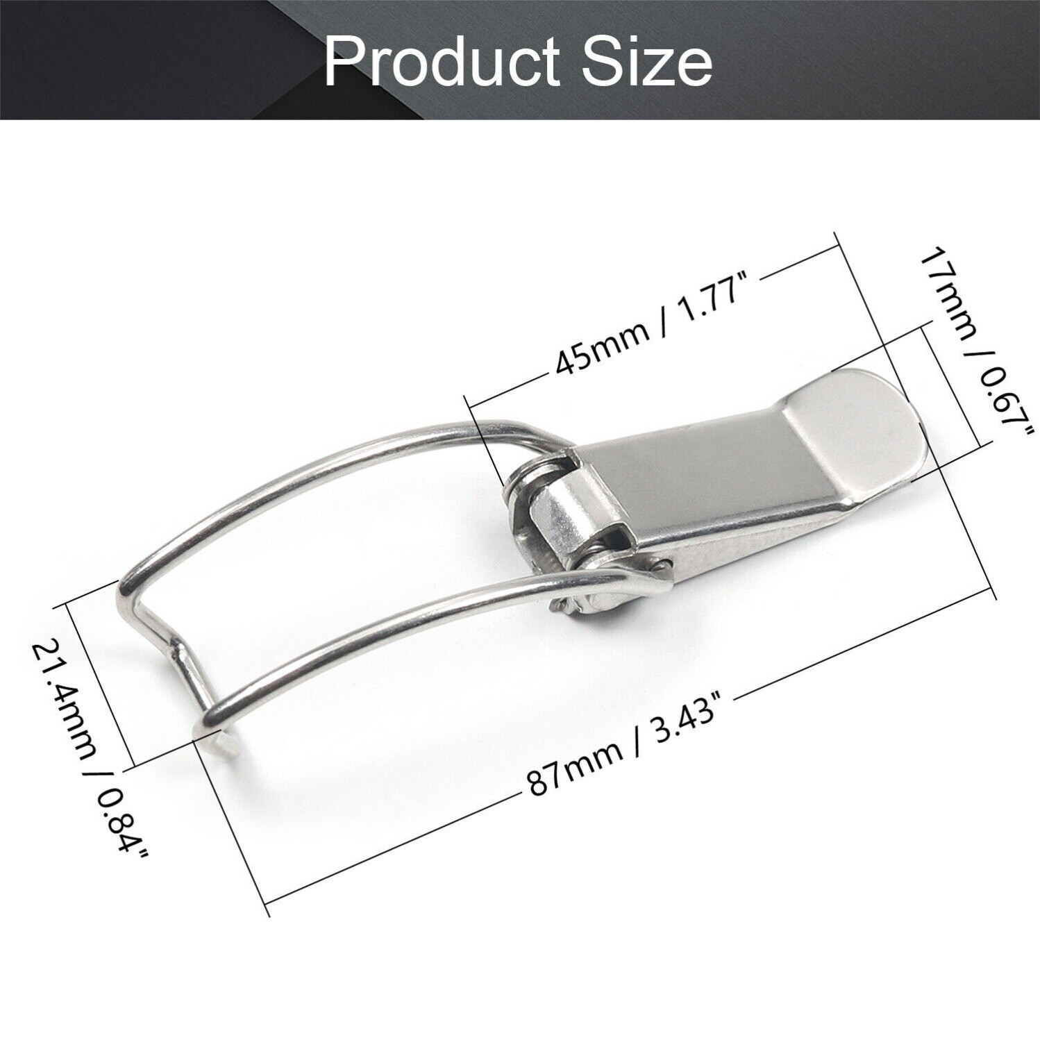 Stainless Steel Spring Loaded Draw Toggle Latch Catches Hasp (87mm/3.43 ...