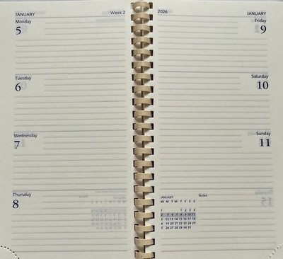 Comb bound week to view diary refill/ insert 2026. Universal size ...