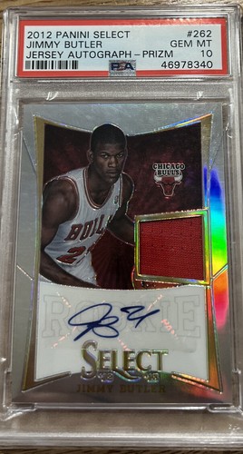 2012 Select Jimmy Butler Silver Prizm RC Jersey Auto #262 PSA 10 /199 ...