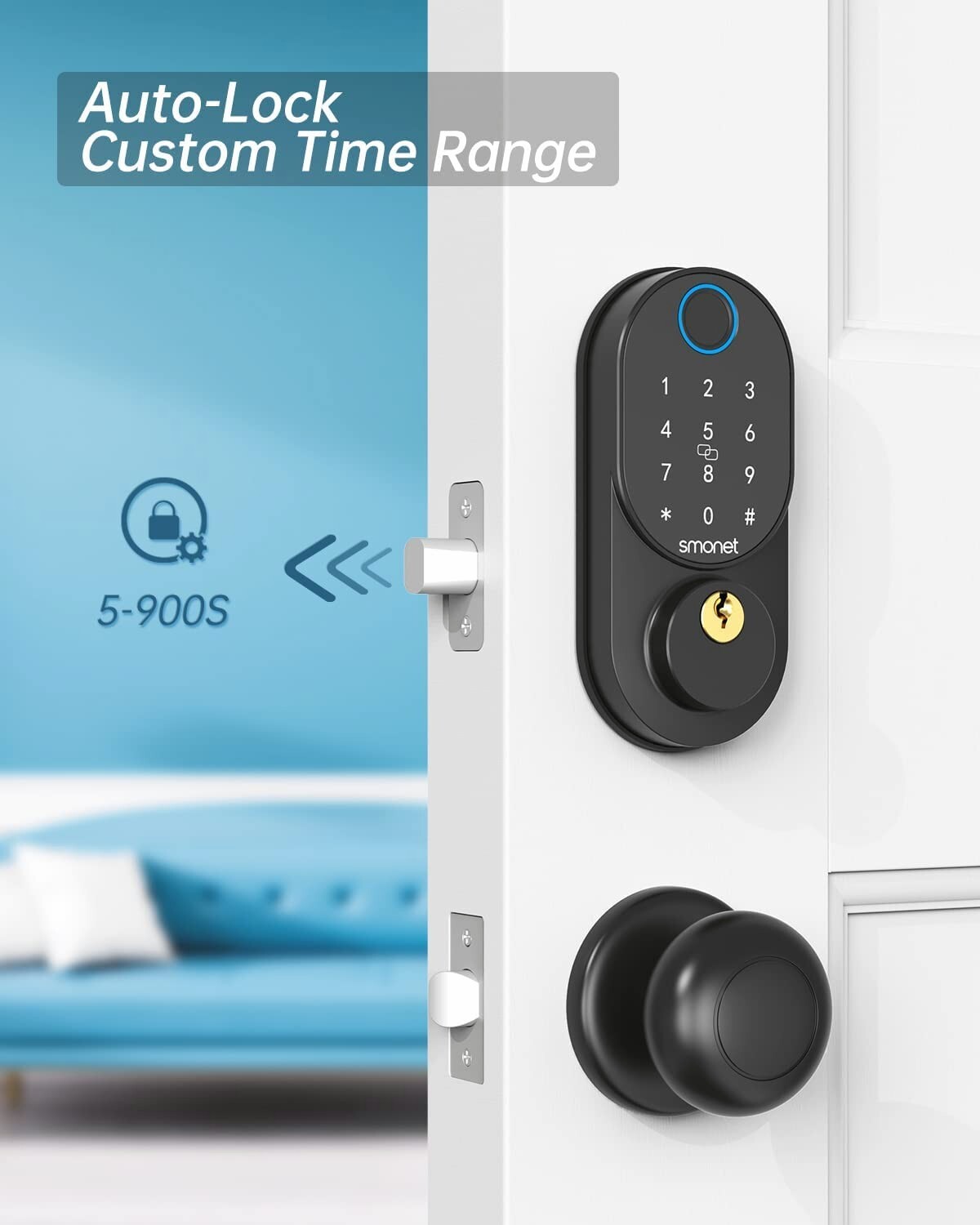 Fingerprint Door Lock SMONET Keyless Entry Smart Lock Electronic Keypad ...