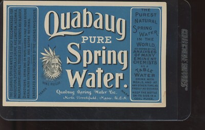 QUABAUG Pure SPRING WATER Label- North Brookfield Ma | eBay