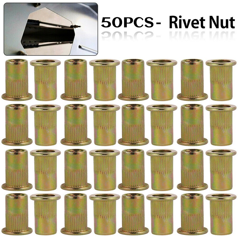 50* M6 Rivet Nuts Set Flange Blind Rivnuts Zinc Plated Knurled Body ...