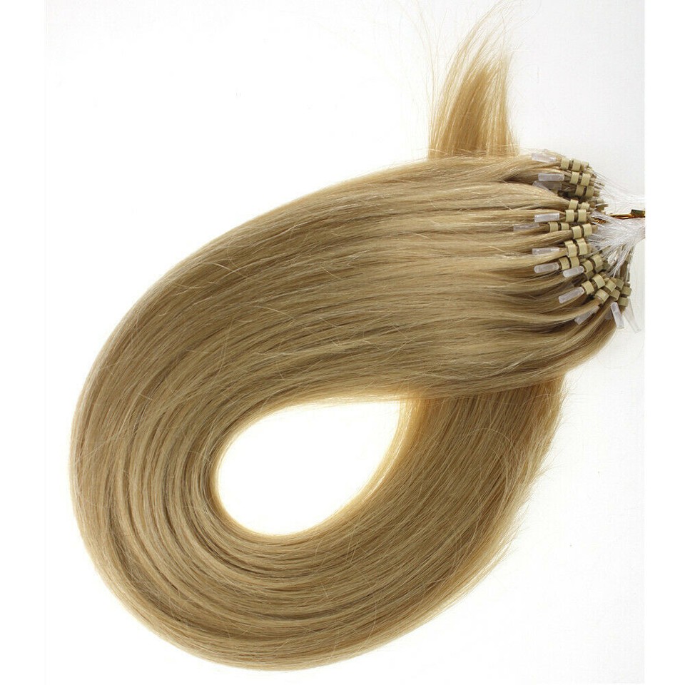 Micro Link Human Hair Extensions Micro Ring Beads Loop Tip Full Head ...