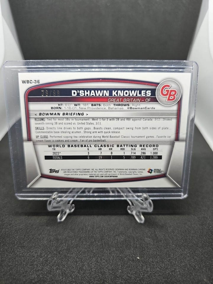 2023 Bowman Chrome #WBC-36 D'Shawn Knowles Green Refractor Great ...