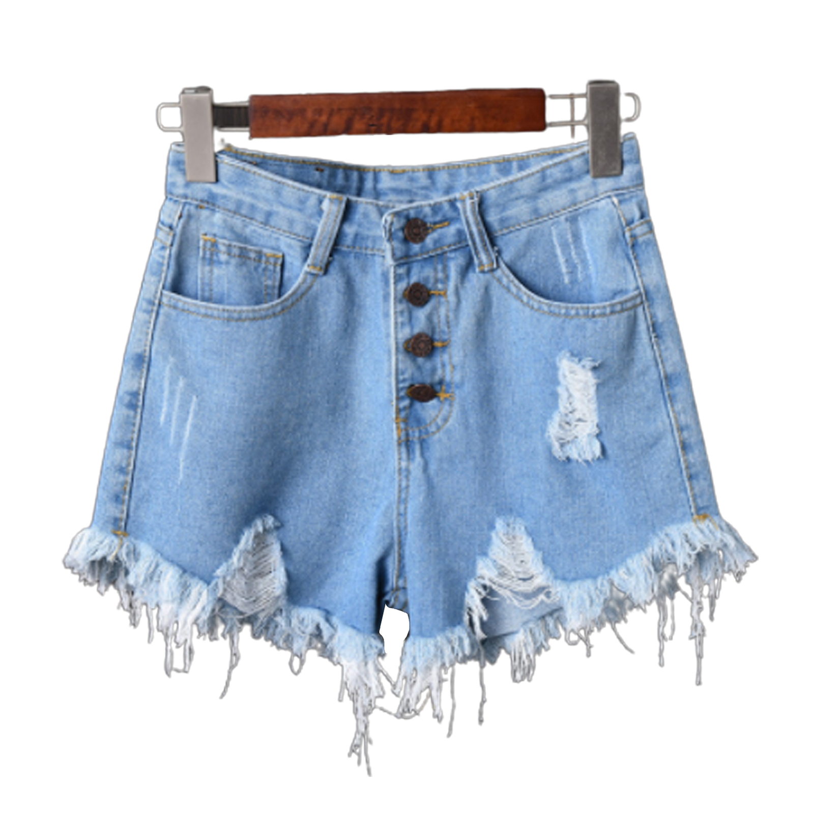 Denim Shorts Ripped Line Women Tassel Burrs Opening Denim Shorts 5 ...