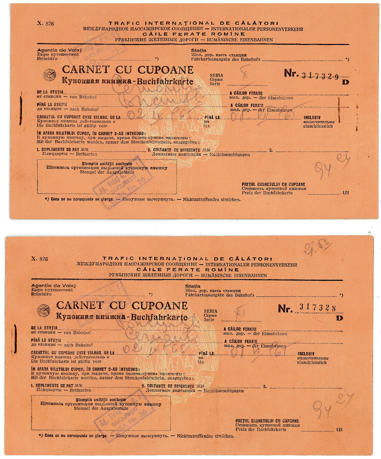 Romania, 1965, Lot of 2 Vintage Train Tickets - Bucharest - Cernauti | eBay