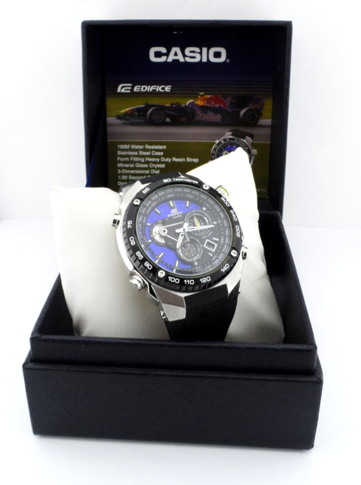 Casio EFE-500 Men's Edifice Chronograph Blue/Black Dial Date Tachymeter ...