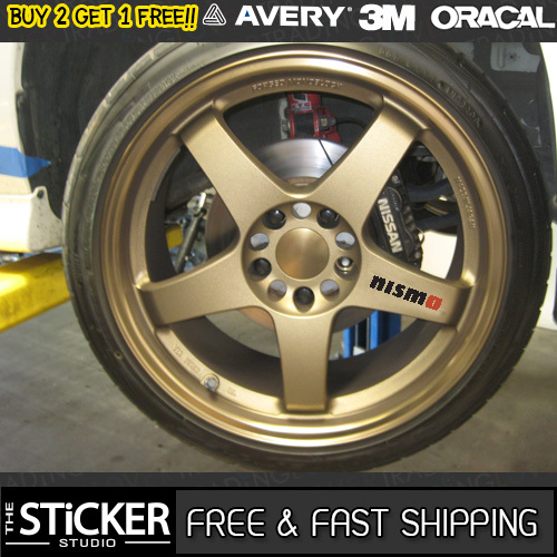 4 x black NISMO Wheel Stickers Decals Skyline GTR R32 R33 R34 R35 ...
