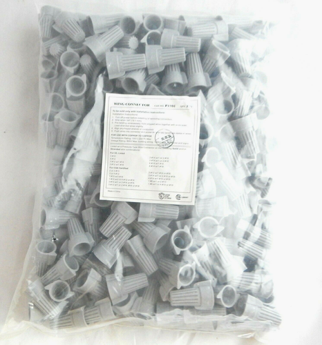 (250) Gray BIG 18-8 AWG Wire Connectors Wing Twist 600V P15 P1501 Screw ...