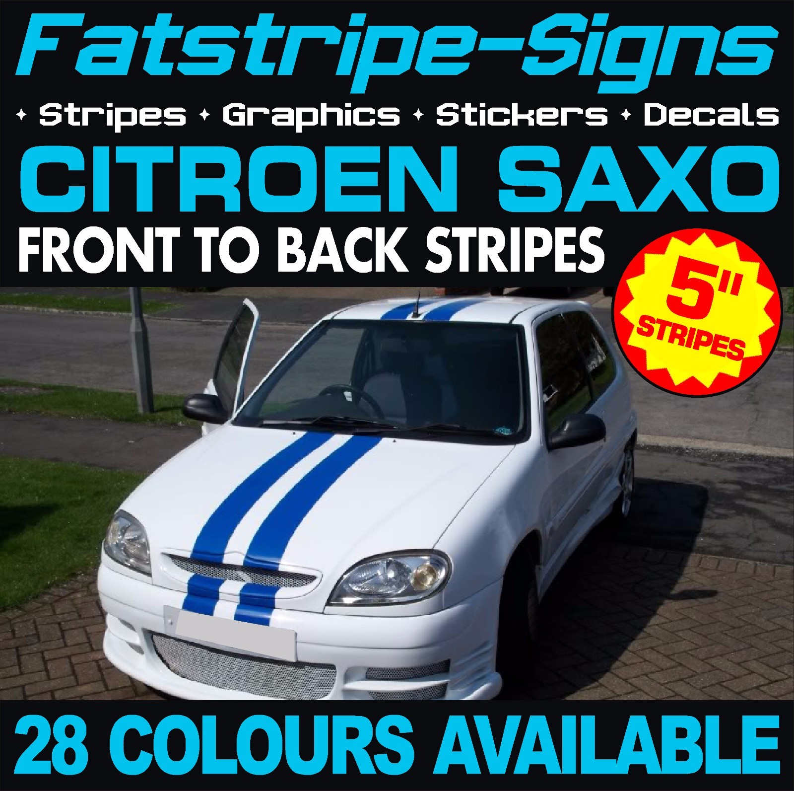 to fit CITROEN SAXO STRIPES CAR VINYL GRAPHICS DECALS STICKERS VTR VTS ...