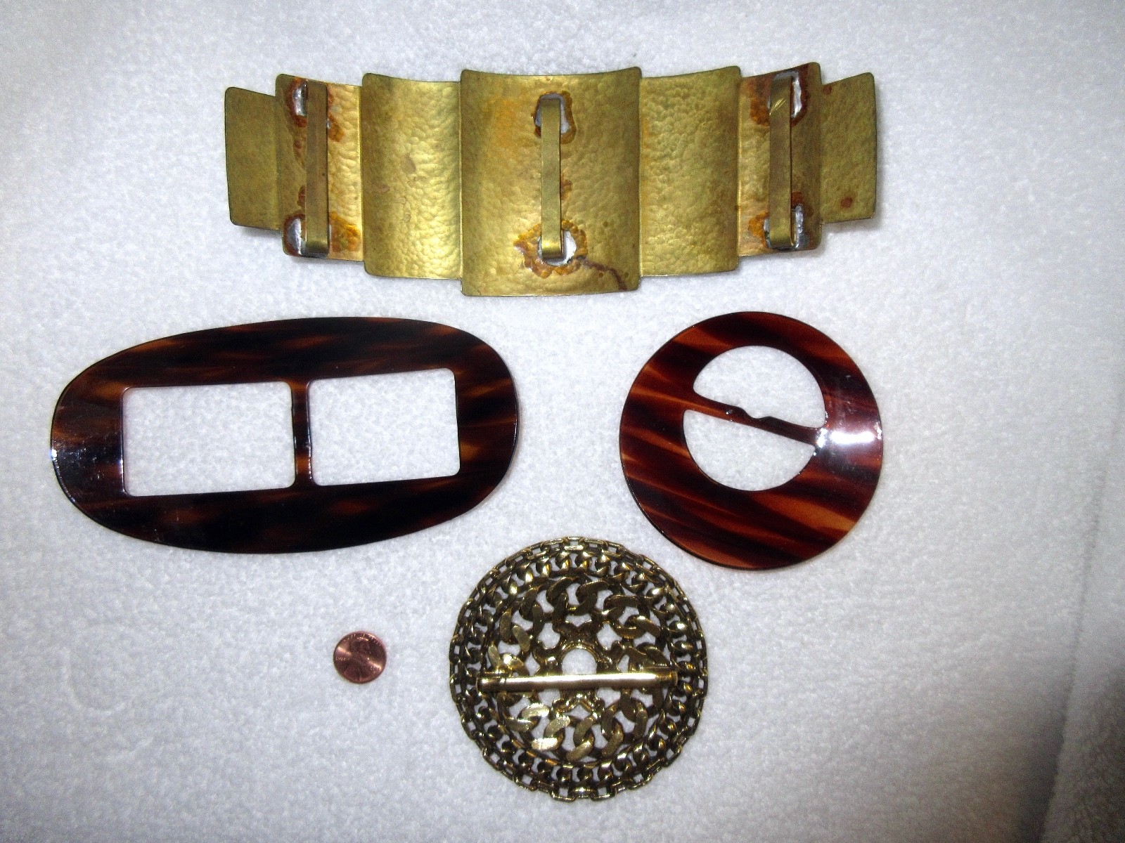 Lot 4 Vintage 1970's Belt Buckles Faux Tortoise Shell & Metal LARGE ...