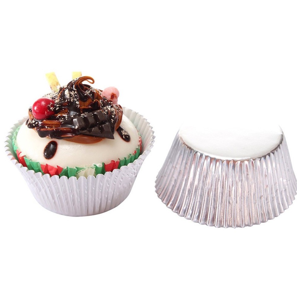 200 Pcs Aluminum Foil Cake Liners Paper Muffin Cups Baking Cake ...