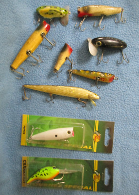 Collection of 1950's Wooden Lures + 1 1960's Lure & 2 New Lures in the ...