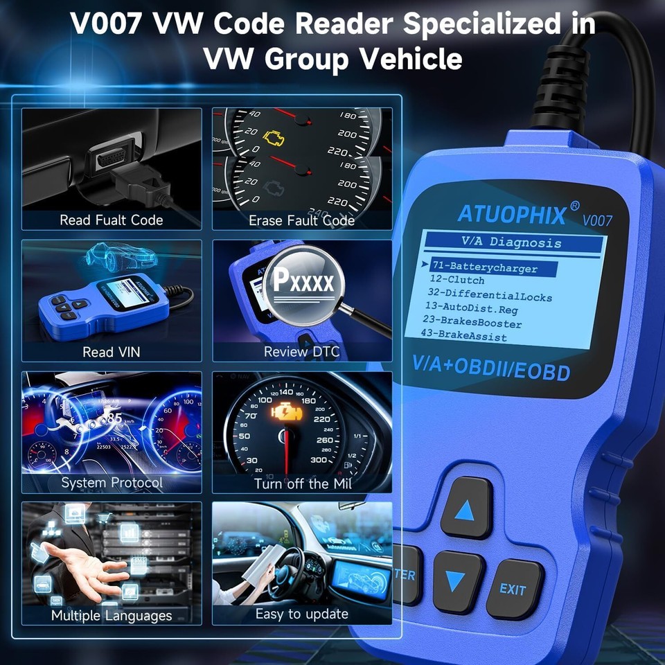 Autophix V007 For VW/Audi OBD2 Scanner All System Code Reader ...