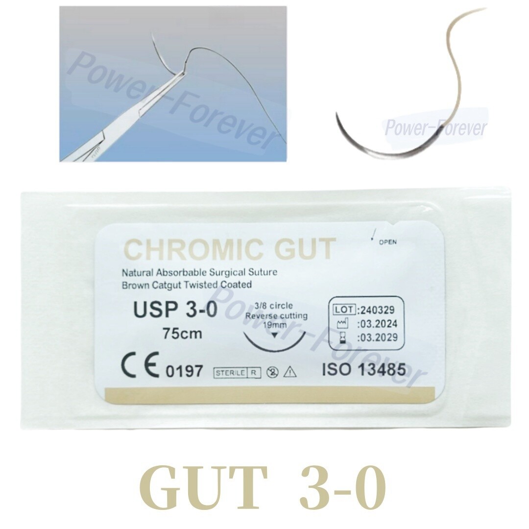 Absorbable Dental Oral Surgical Sutures CHROMIC GUT 3-0 PGA 4/0 Natural ...