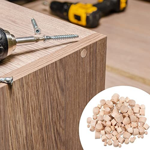 120 Pieces 4 Sizes Wood Plugs Wooden Hole Plugs Button Plugs Classic ...