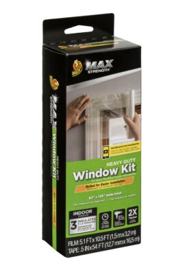Duck MAX Roll-On Window Kit 62”x 126” Insulating Shrink Film Heavy Duty ...