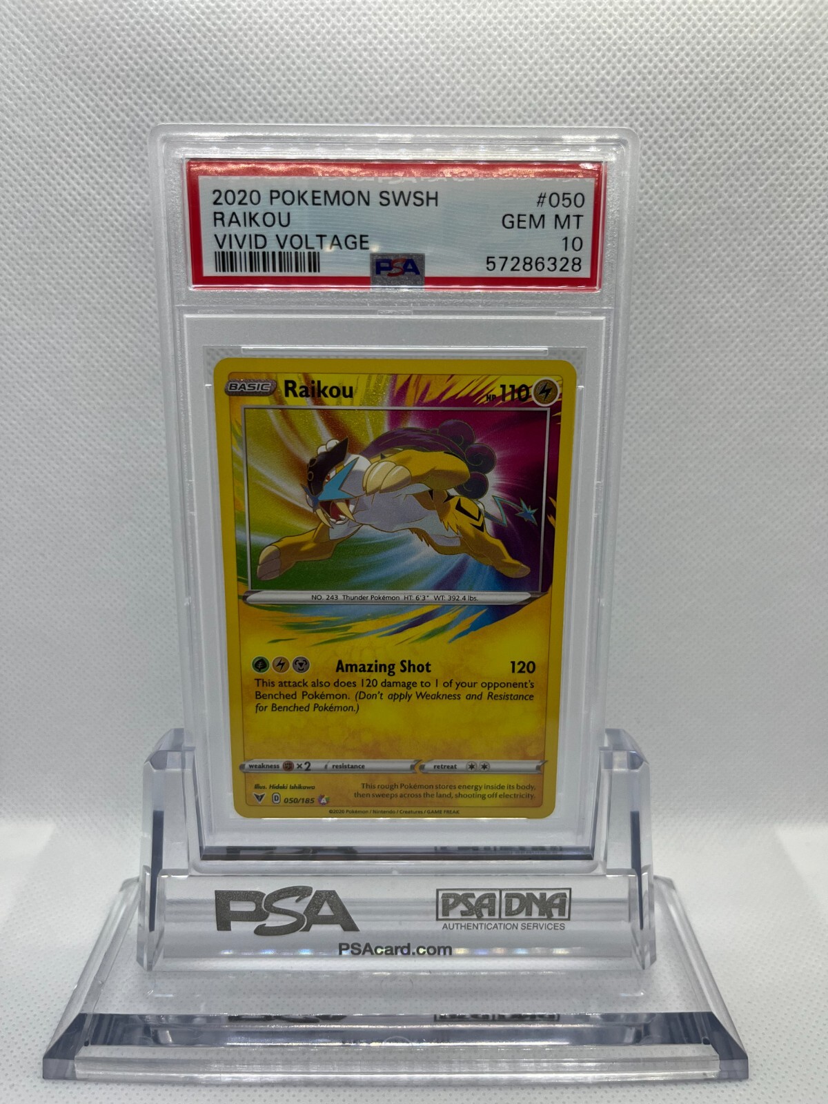 2020 POKEMON RAIKOU AMAZING RARE SWSH VIVID VOLTAGE 050/185 PSA 10 GEM ...