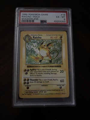 PSA 6 1999 Pokemon Game Shadowless Base Set Raichu 14 | eBay