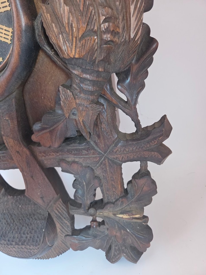 Carl Grütter Black Forest Hand-Carved Wooden Cuckoo Clock Case w ...