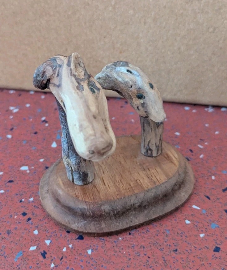 Handmade Folk Art Driftwood Two Heads Animals Mounted Monster Signed ...