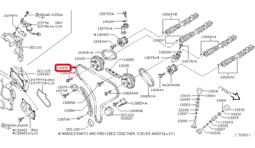 Timing chain OE for Nissan 350Z VQ35HR / 370Z VQ37VHR / Infiniti G35 ...