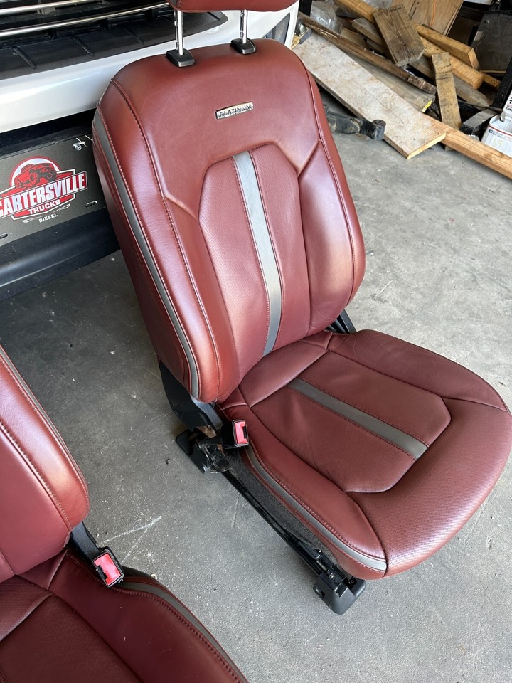 FORD F150 F250 F350 F450 PLATINUM RED DARK MARSALA LEATHER FRONT SEATS ...