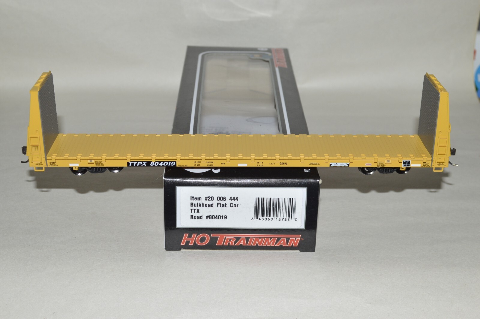 HO scale Atlas TTX Trailer Train TTPX 68' bulkhead flat car train ...