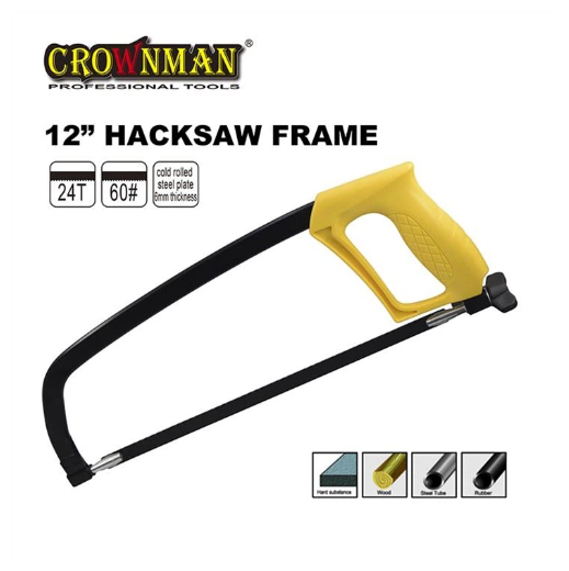 Heavy Duty Hacksaw Frame, Steel Body & ABS Handle, 12" Blade, 24T ...