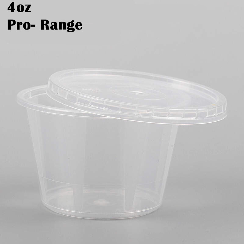 Round Food Containers Plastic Clear Tubs with Lids Deli Pots Sauce Dip ...